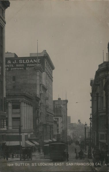 Sutter St. Looking East San Francisco, CA Postcard