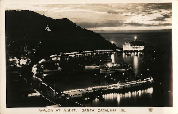 Avalon at Night, Santa Catalina Island California Postcard