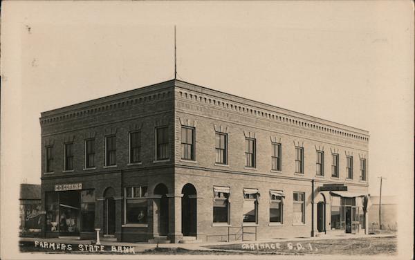 Farmers State Bank Carthage, SD Postcard