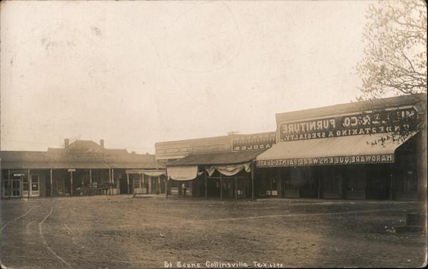 Street Scene Collinsville, TX Postcard