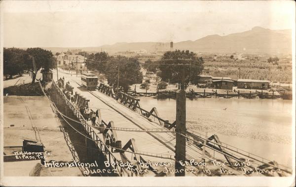 International Bridge Between El Paso and Juarez Texas Postcard