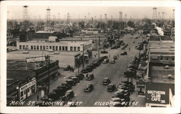 Main Street Looking West Kilgore, TX Postcard