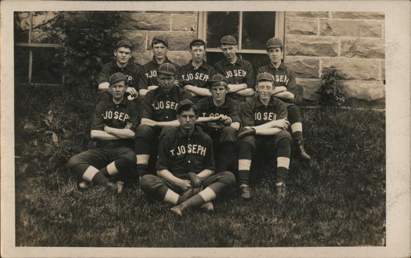 St. Joseph's College Baseball Team 1909 Rensselaer, IN Postcard
