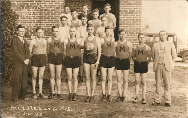 Middleburg High School Basketball Team 1932-33 Middleburgh, NY Postcard