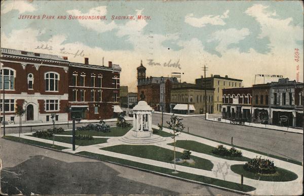 Jeffer's Park and Surroundings Saginaw, MI Postcard
