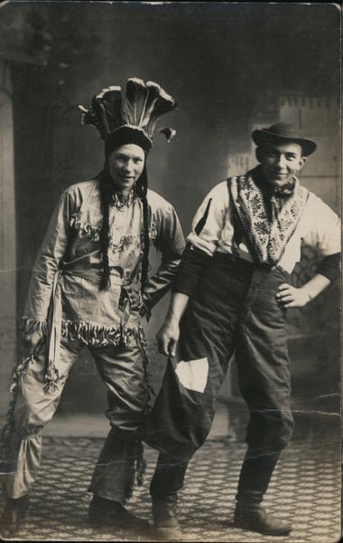 Two Men In Native American & European Attire Posing,Dancing Studio ...