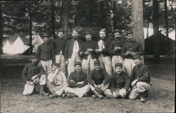 Group of Soldiers in Front of the Tents, Europe Military Postcard