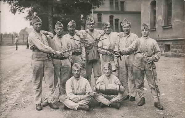 1933 Group of Soldiers - Crossing Swords France Military Postcard