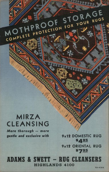 Mothproof Storage, Complete Protection for your Rugs Advertising Postcard