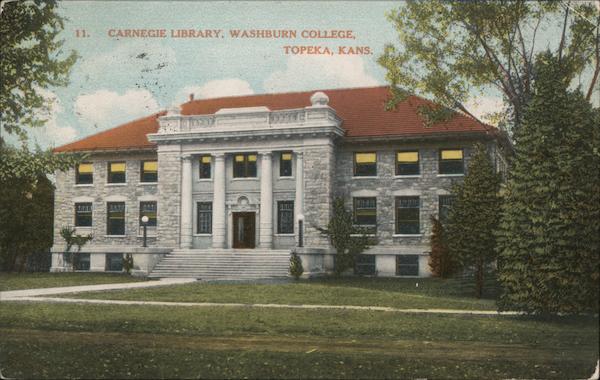 Carnegie Library, Washburn College Topeka, KS Postcard