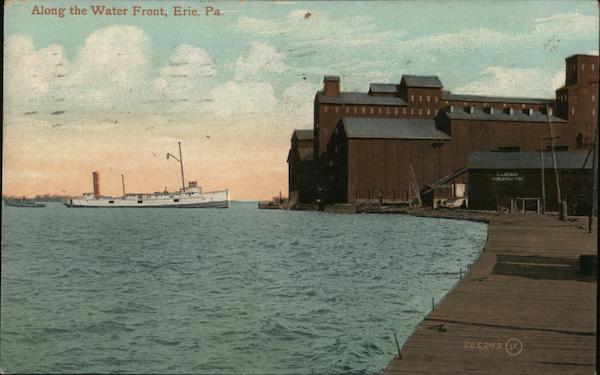 Along the Water Front Erie, PA Postcard