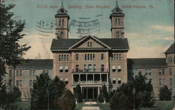 Main Building, State Hospital North Warren, PA Postcard