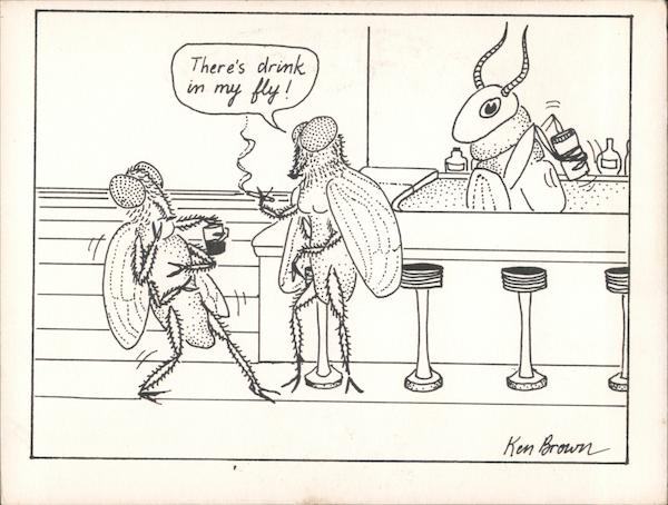 There's Drink in My Fly - Cartoon Flies at a Bar Cartoons Ken Brown ...