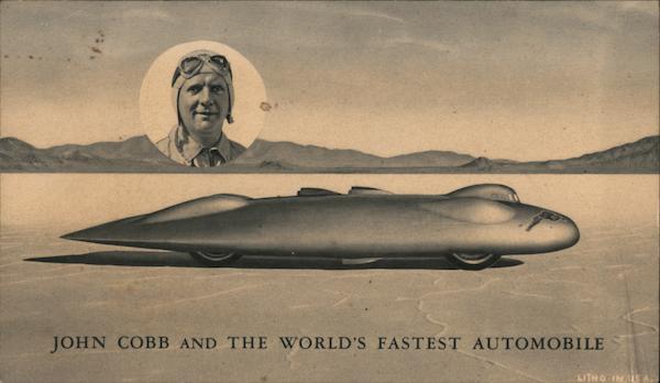 John Cobb and the World's Fastest Automobile Auto Racing Postcard